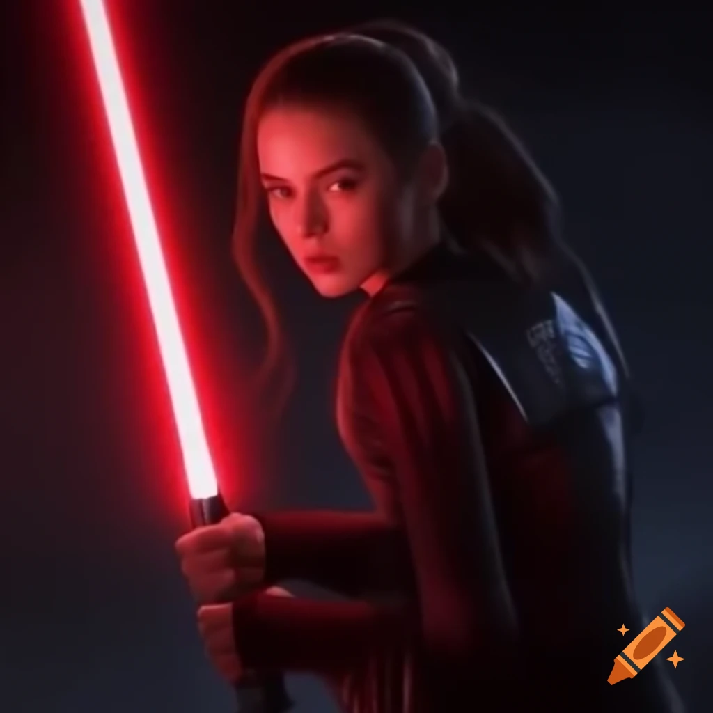Ajunta Pall holding red lightsaber on Craiyon