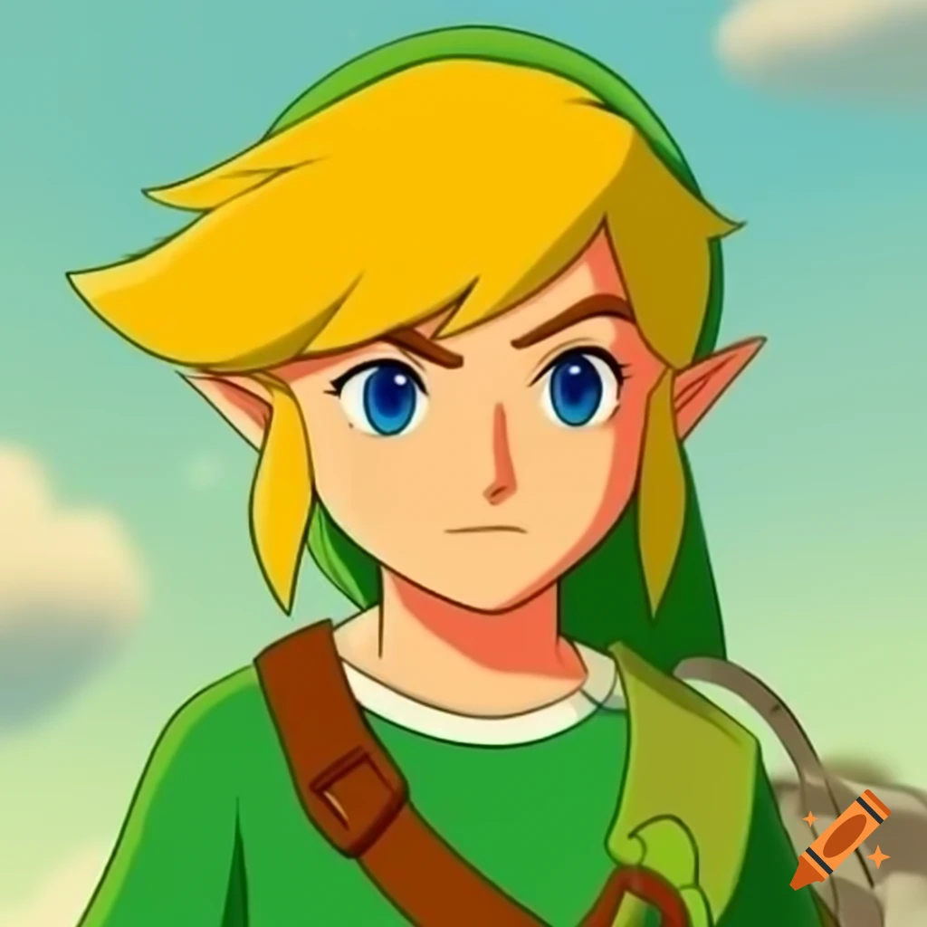Link from Zelda illustrated in Ghibli art style on Craiyon