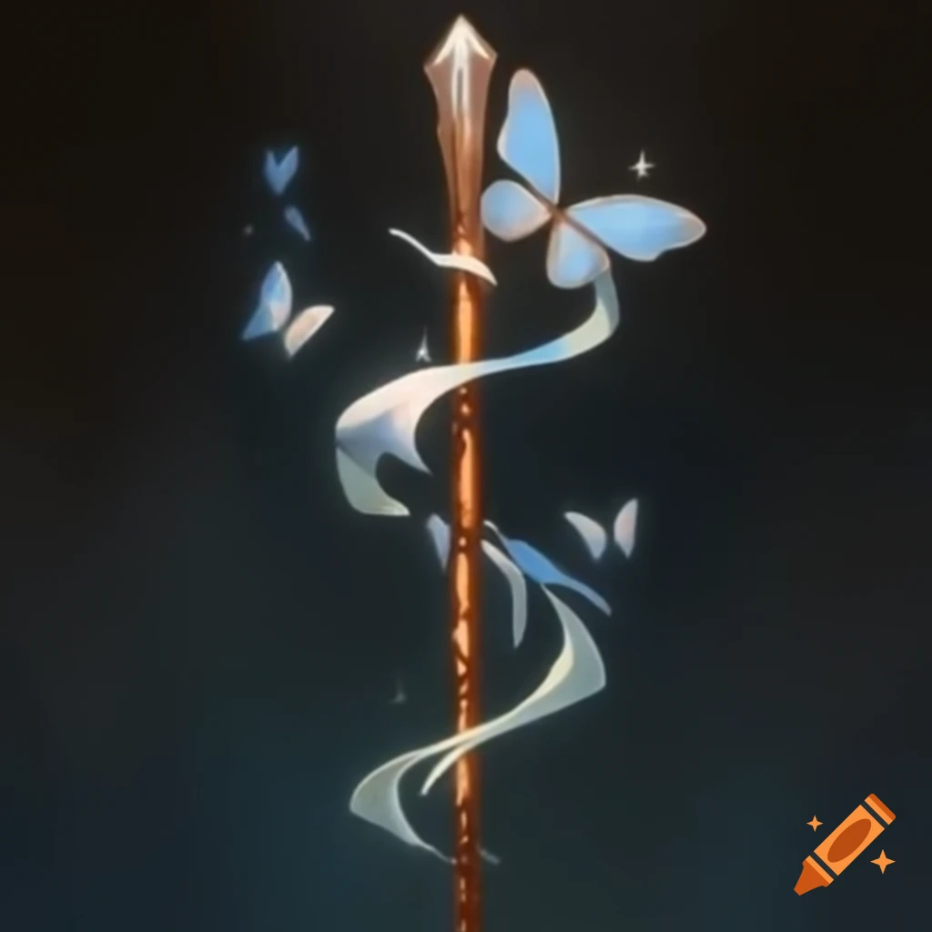 Staff adorned with colorful butterflies on Craiyon