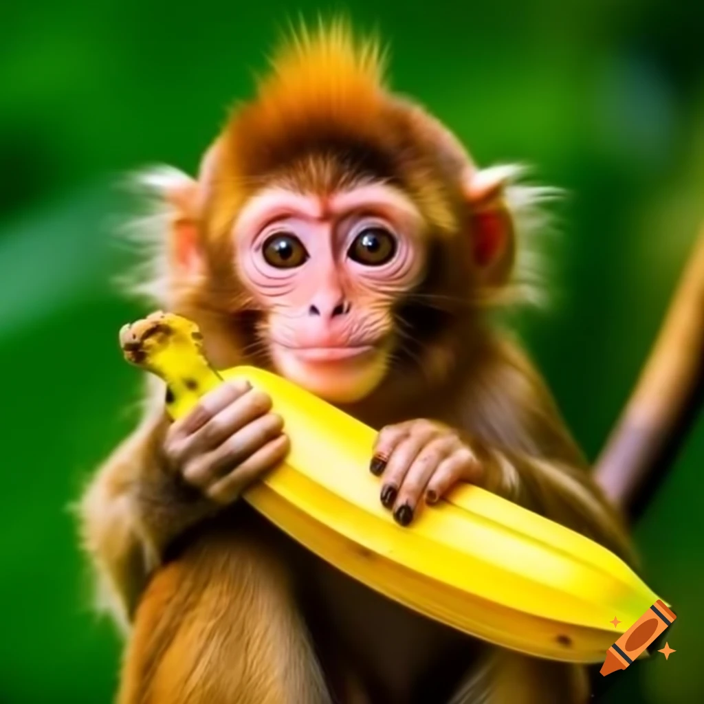 Monkey holding a banana on Craiyon