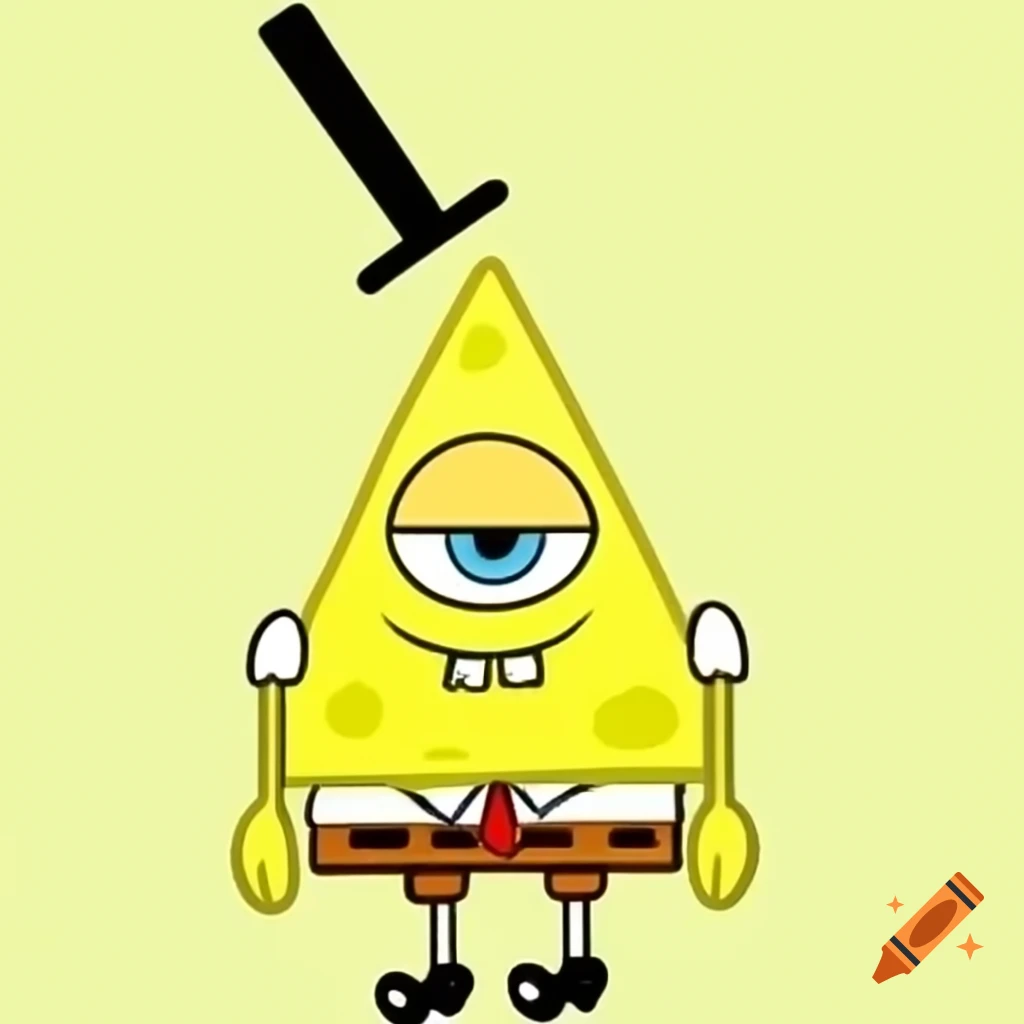 SpongeBob character fused with Bill Cipher from Gravity Falls on Craiyon