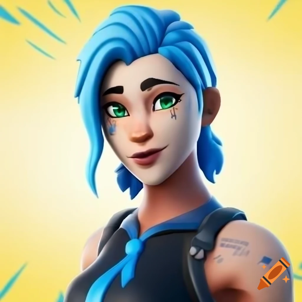 Fortnite character female pilot with blue long hair in HD quality on ...