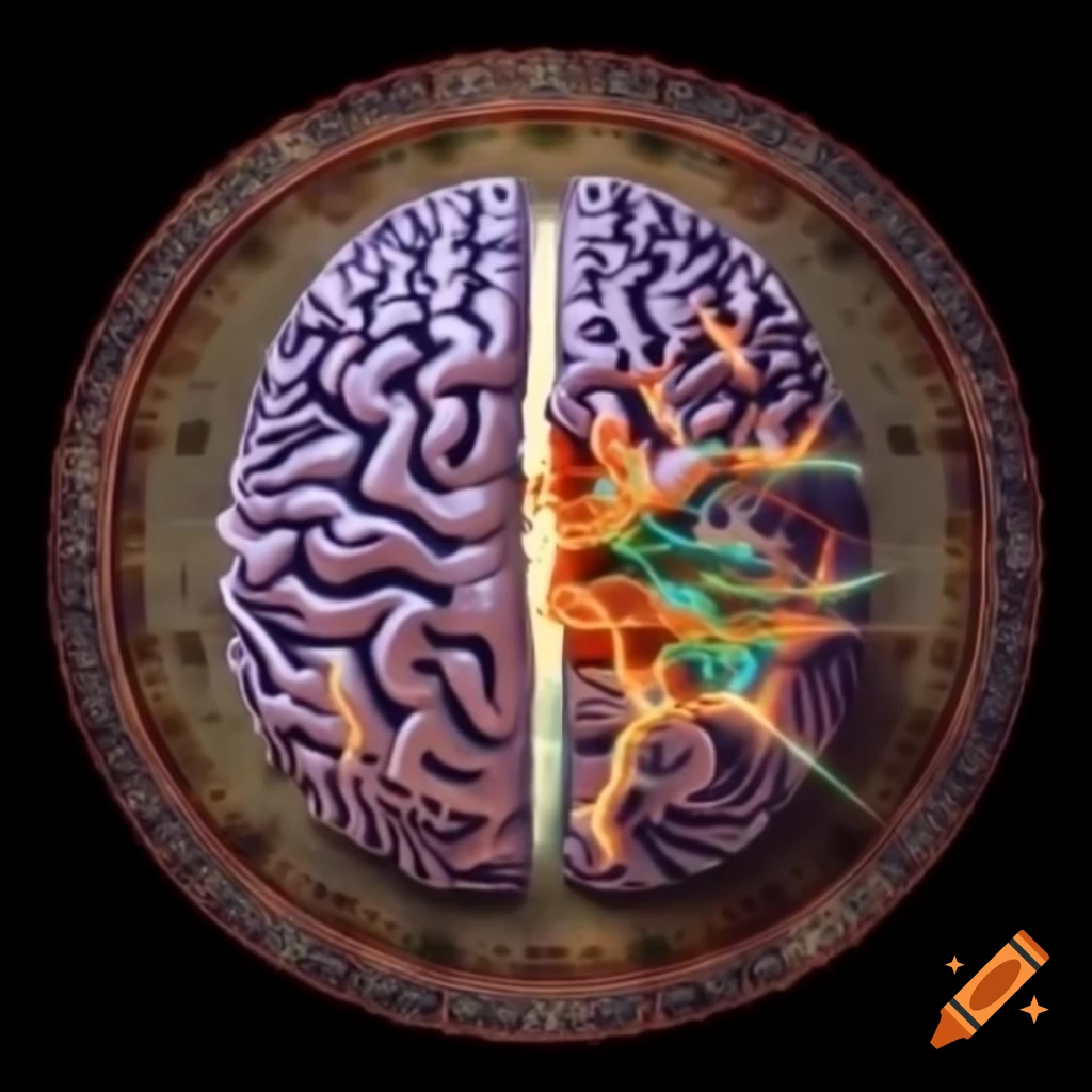 Intricate mosaic of the brain showcasing neuronal networks at various ...