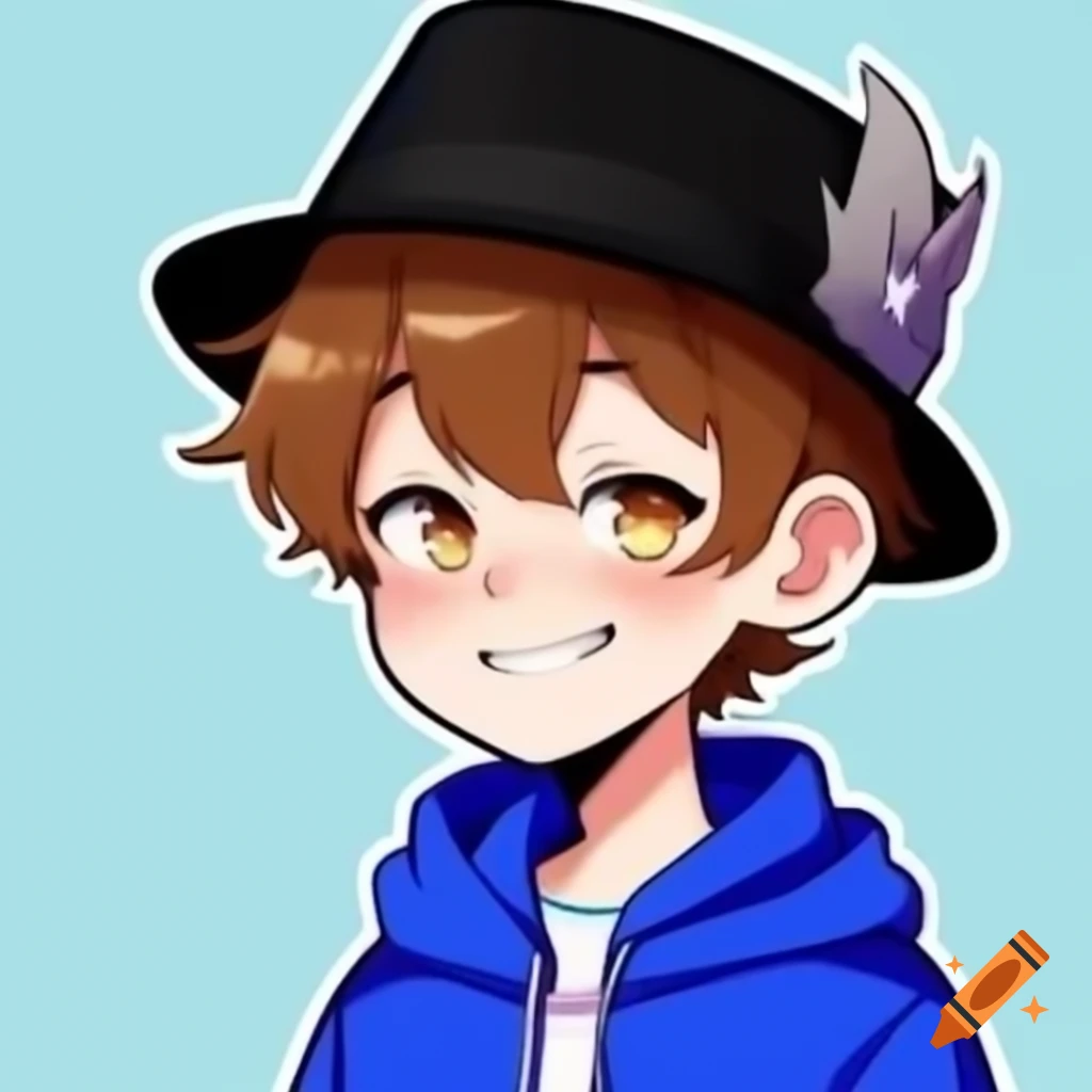 2d digital art of skeppy from youtube, cartoon style, brown-haired boy ...