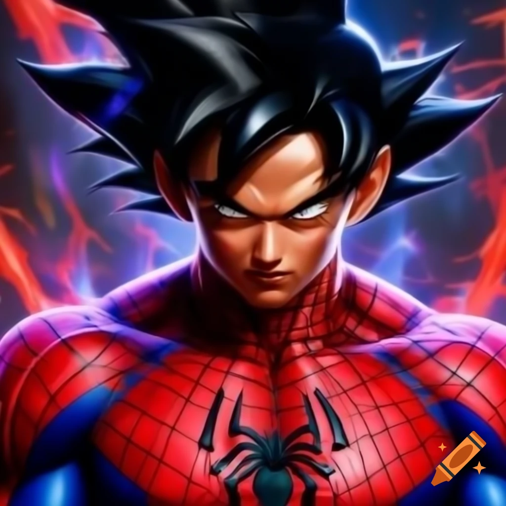 Goku and Spiderman crossover illustration on Craiyon