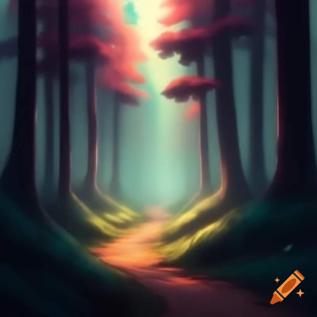 Enchanted mist-filled forest path suggesting whimsical adventures on Craiyon