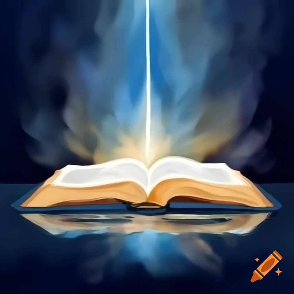 Open Bible on table symbolizing faith and reflection on Craiyon