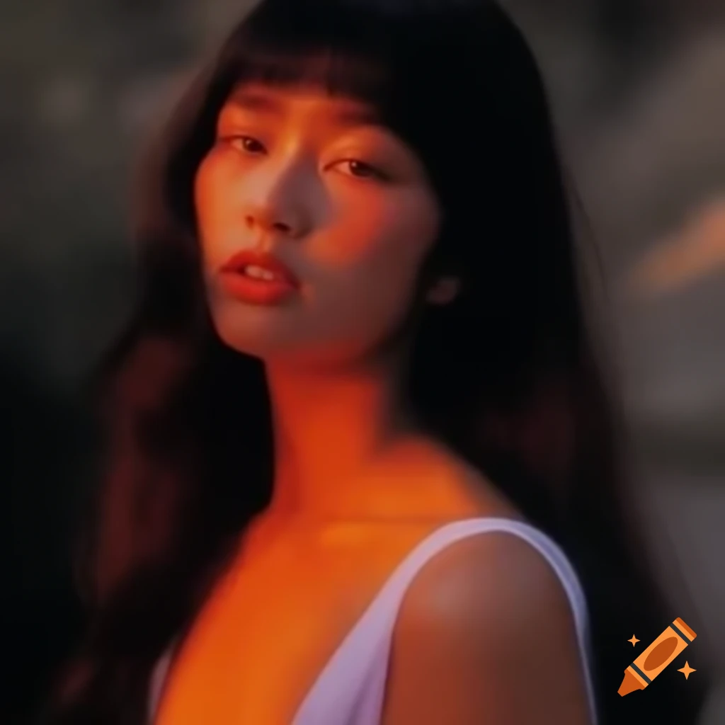 Hyper-realistic photograph of charming asian woman with 1980s hairstyle on Craiyon