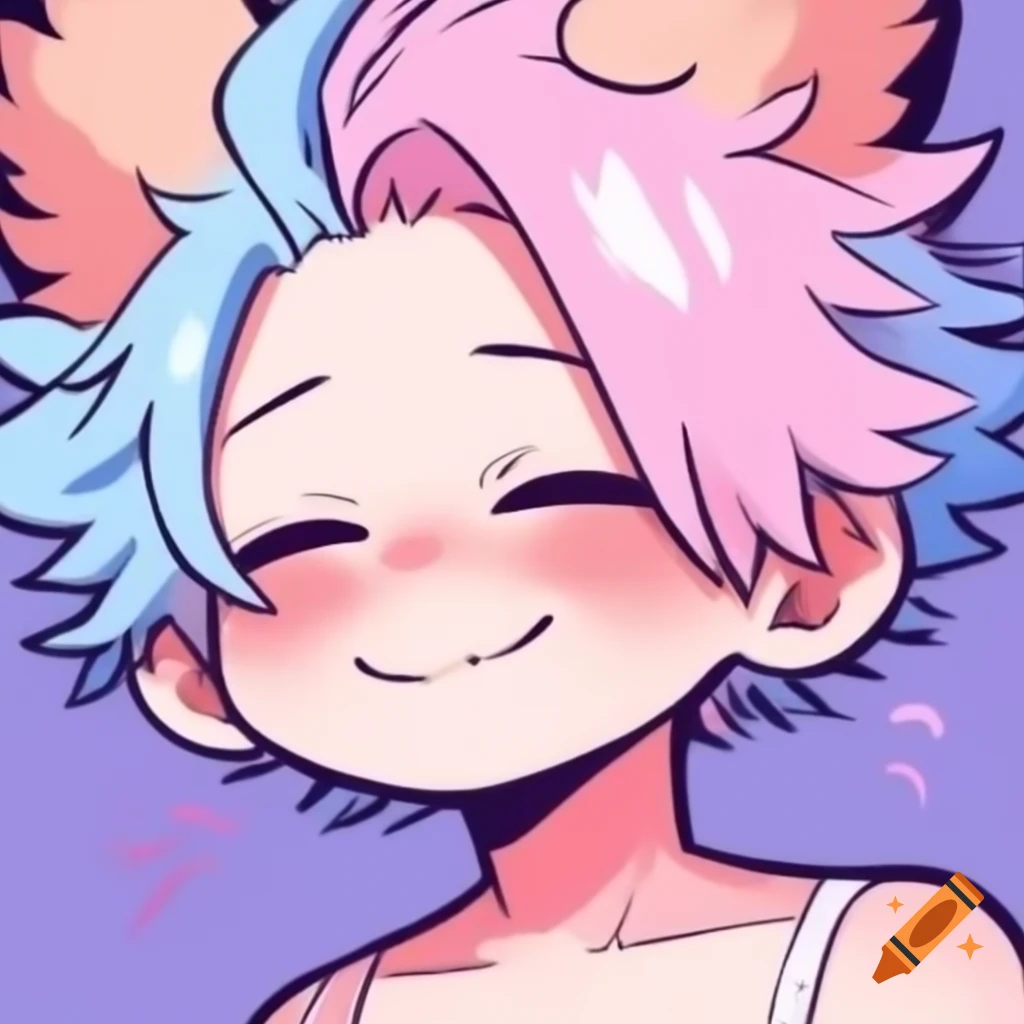 Cute boy with pastel pink and blue hair in My Hero Academia style on ...