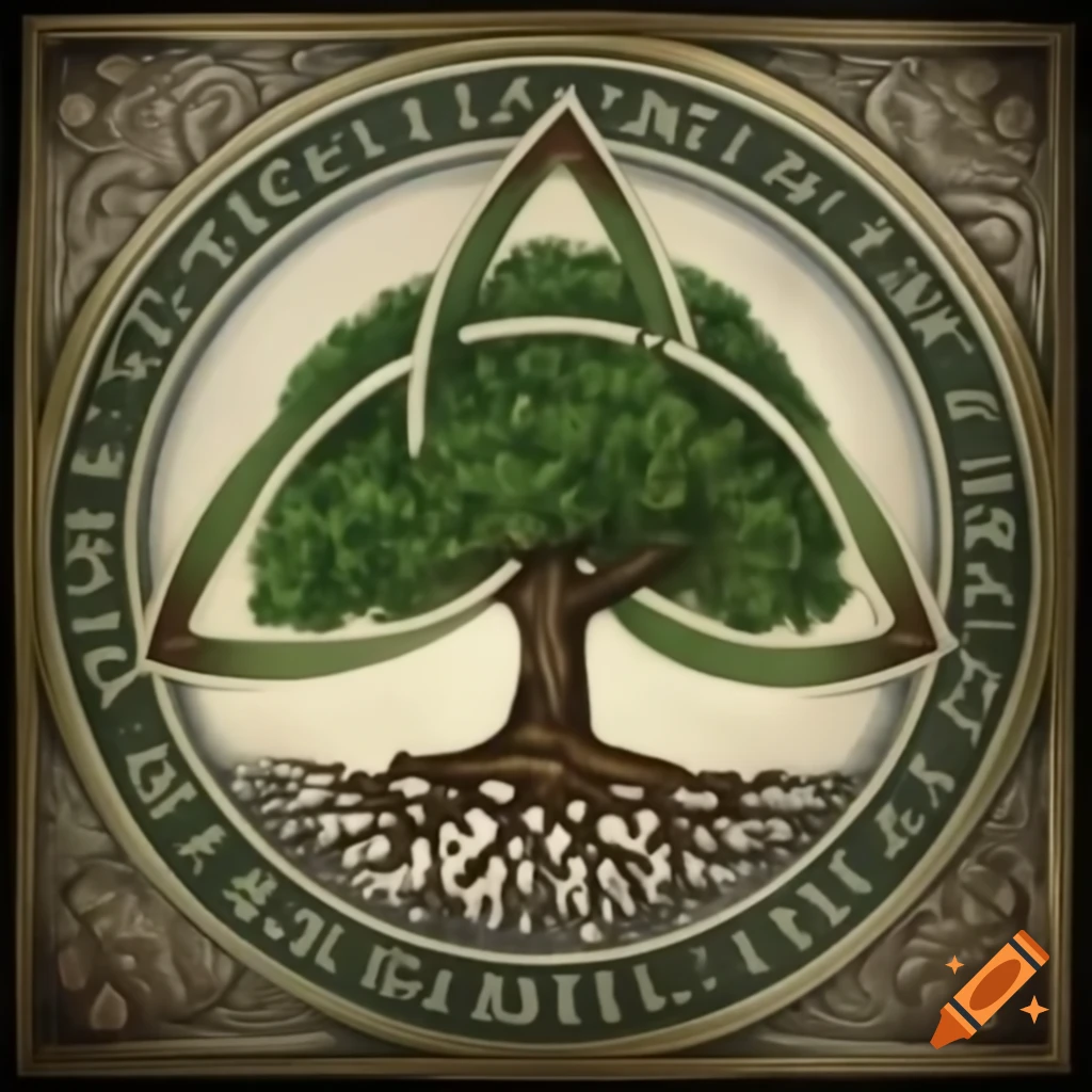 Triquetra design featuring tree of life with inscriptions of grace ...
