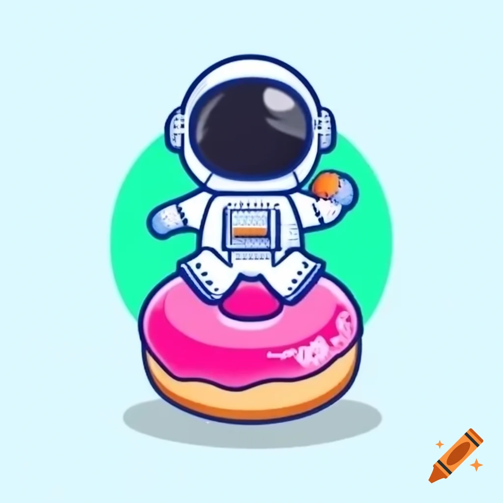Cute donut in space with astronaut holding it on Craiyon