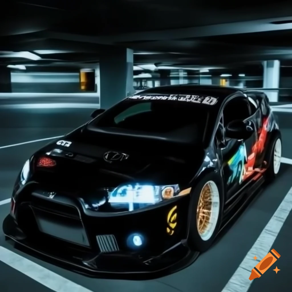 Customized black mitsubishi eclipse 2012 with graffiti decals in ...