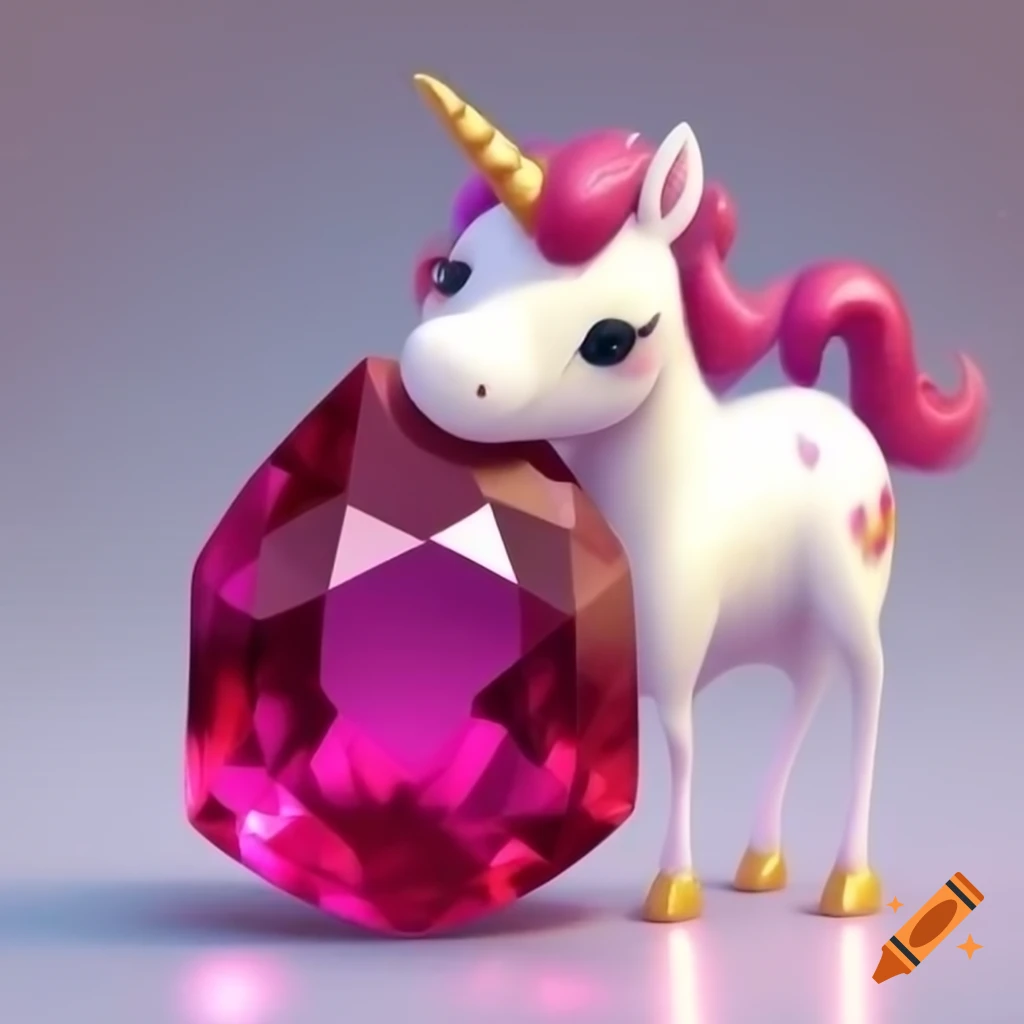 Ruby gem next to a unicorn on Craiyon