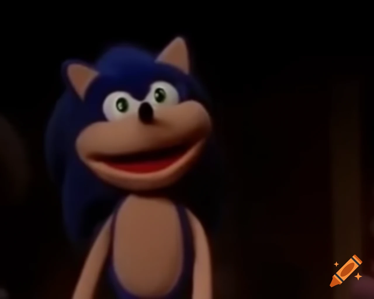 1990's puppet show featuring Sonic the Hedgehog on CRT TV on Craiyon