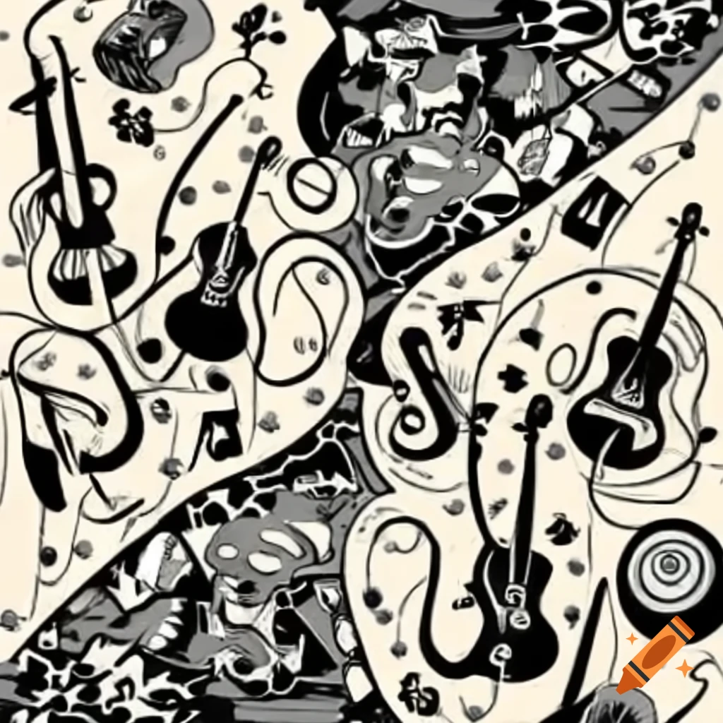 Artistic drawing representing music on Craiyon