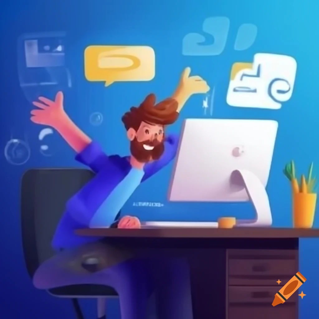 Person happily working on MS Excel at desk on Craiyon