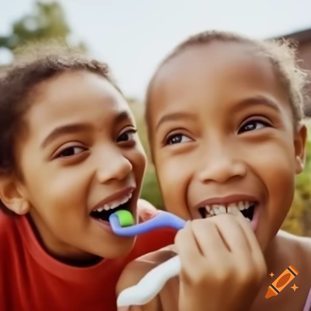 Children brushing their teeth on Craiyon