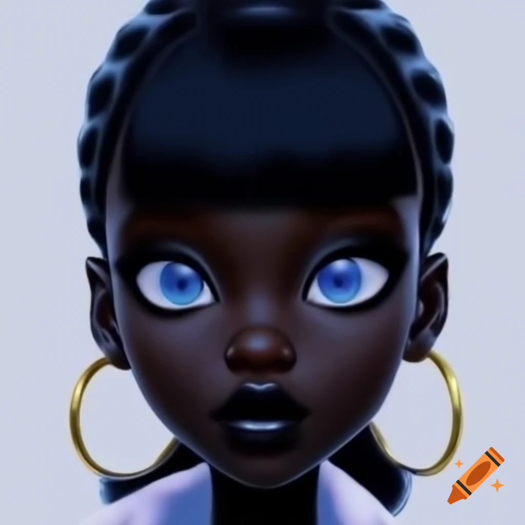 Highly detailed 2D anime style character of a black girl from the 2010s ...