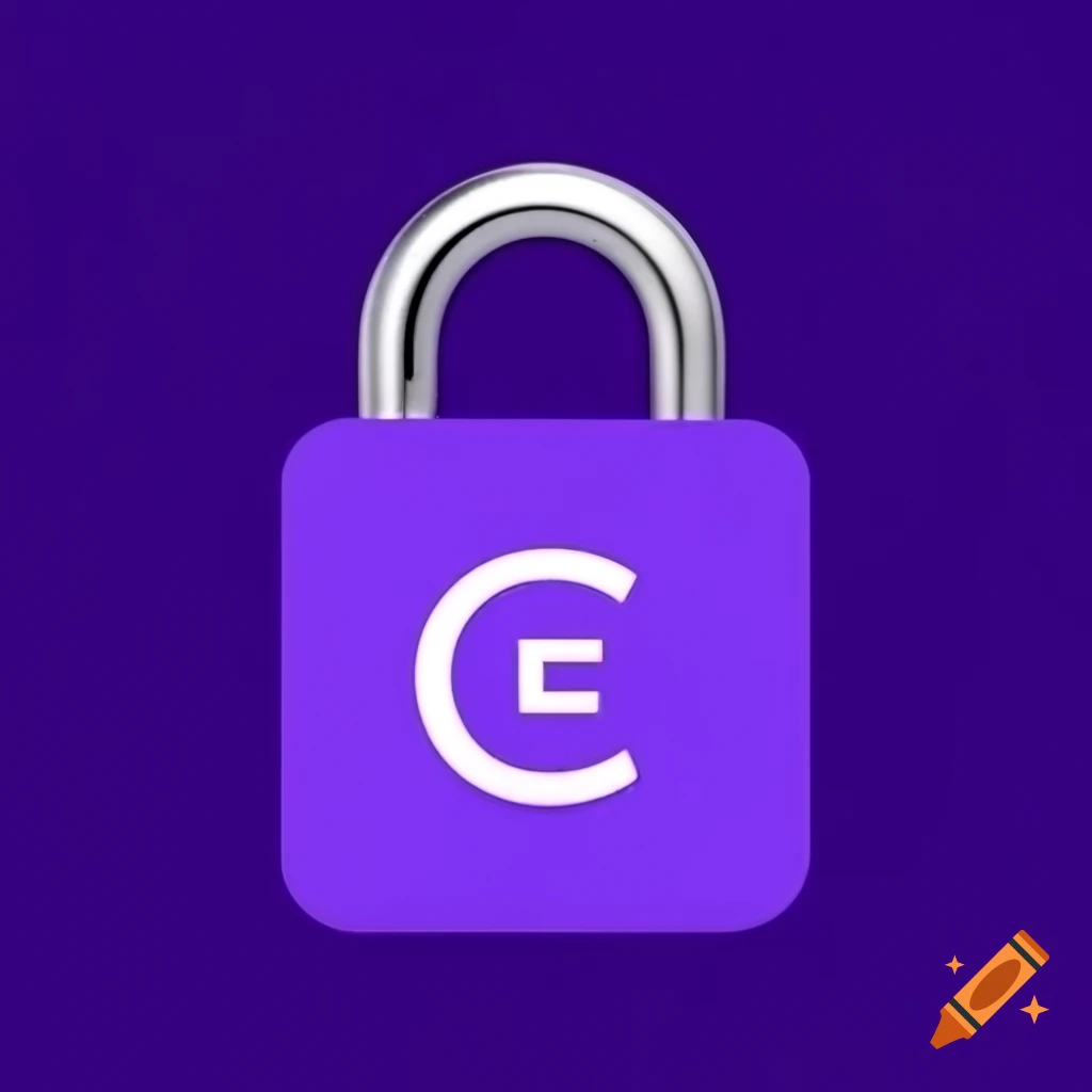 Purple padlock in shape of lowercase letter e, inspired by ecase logo ...