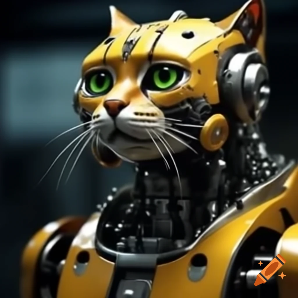 Futuristic robot cat design on Craiyon