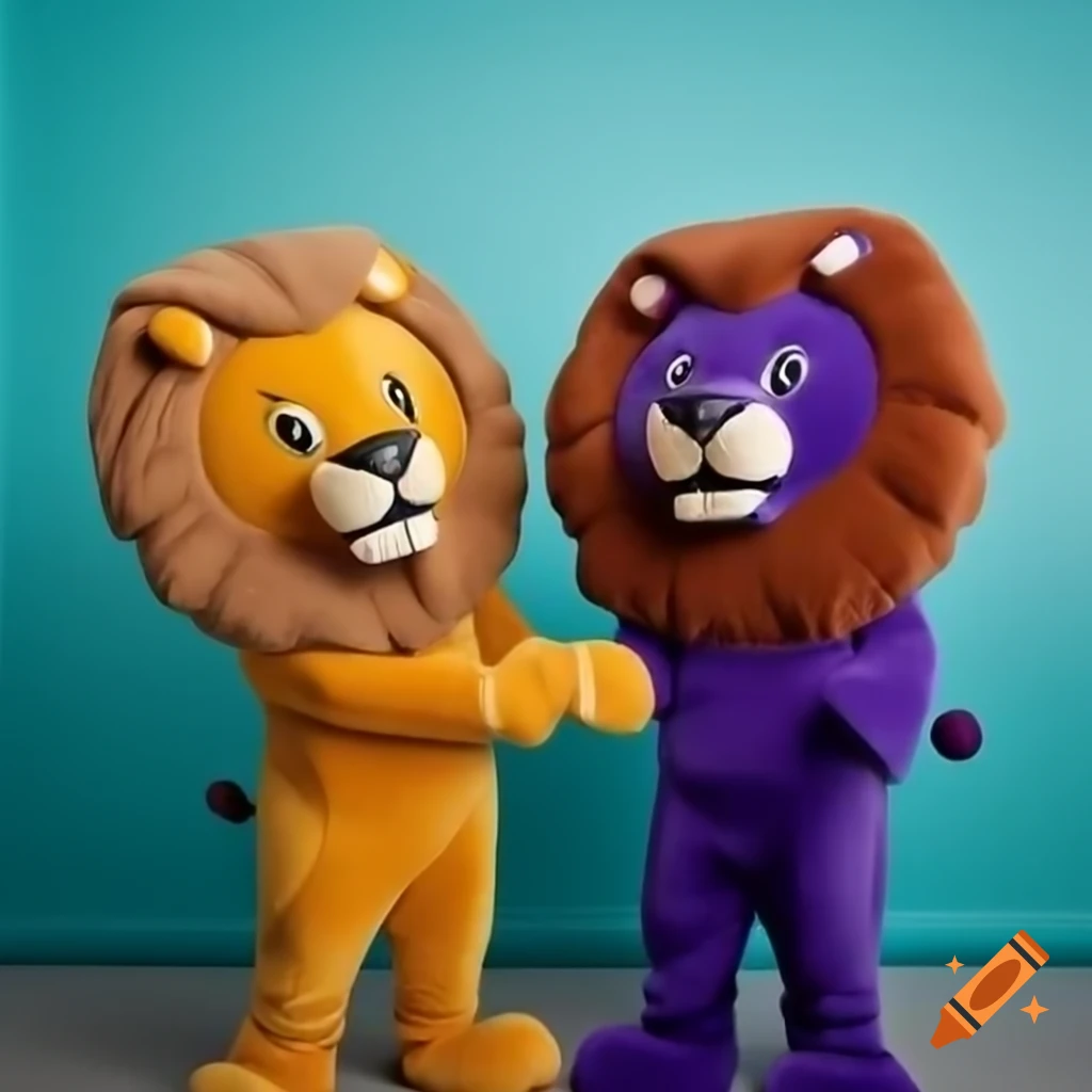 Friendly lion mascots for staffing agency in teal, purple, and gold on ...