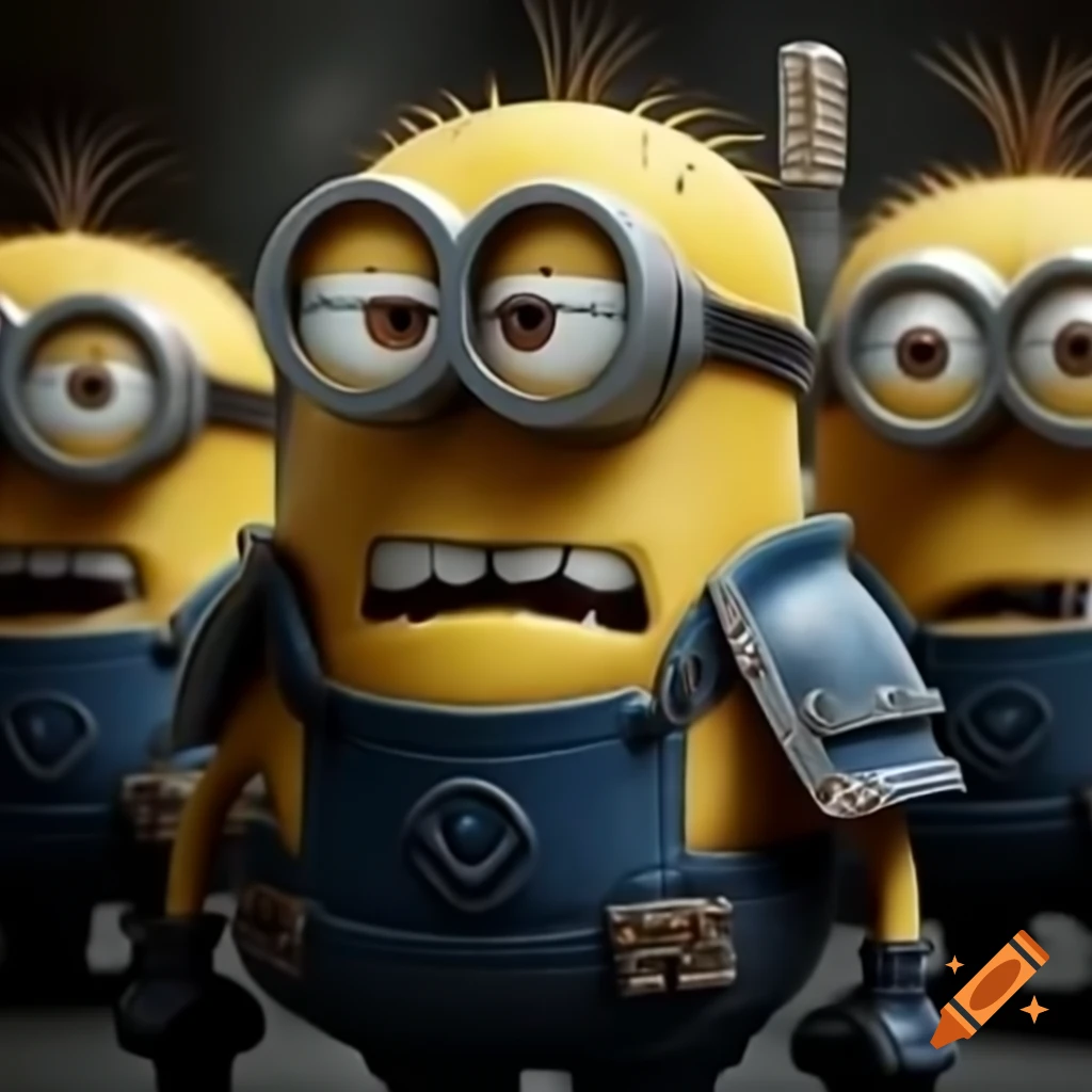 Minions dressed in Warhammer armor on Craiyon