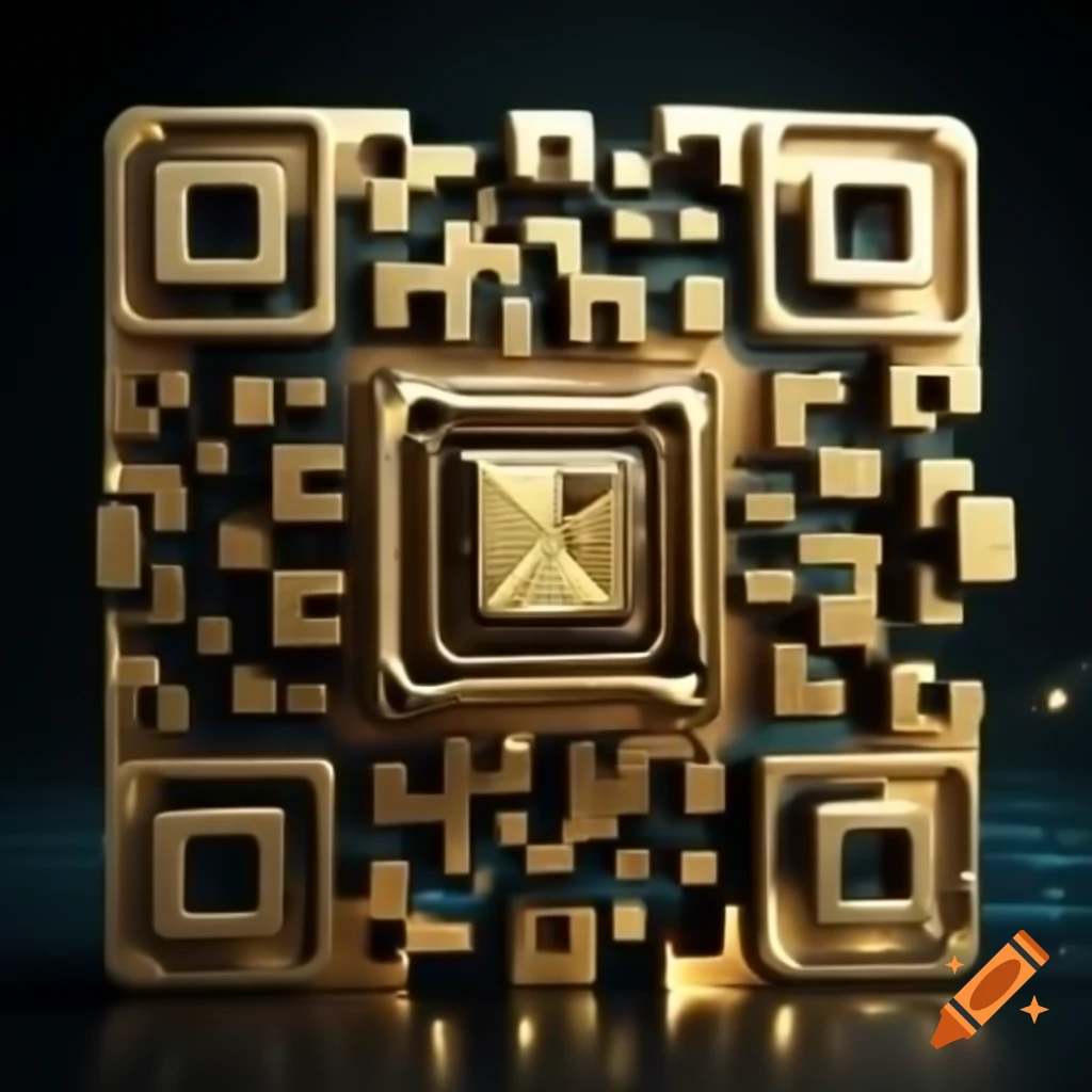 Shimmering gold qr code designed for easy scanning on Craiyon