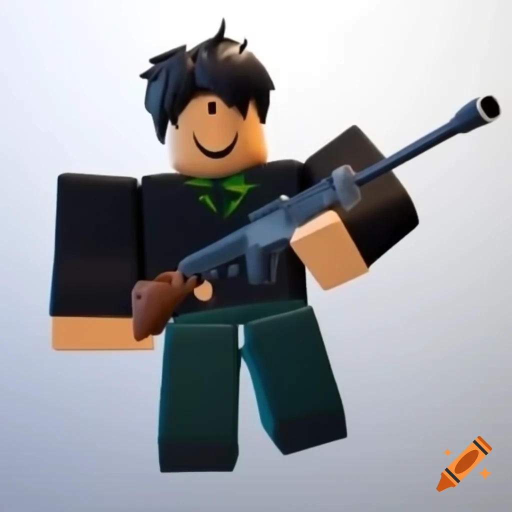 Roblox character holding a gun on Craiyon