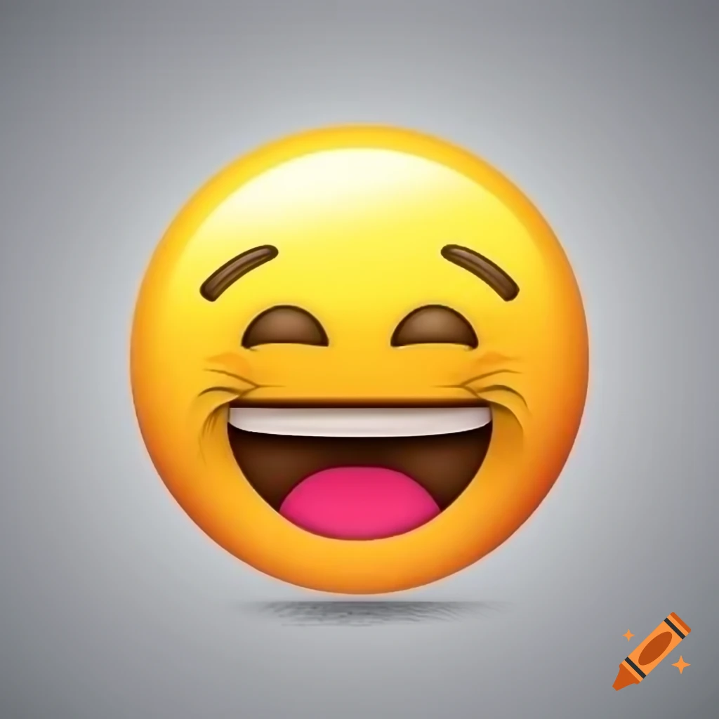 Realistic 3D render of laughing emoji with exaggerated features and ...