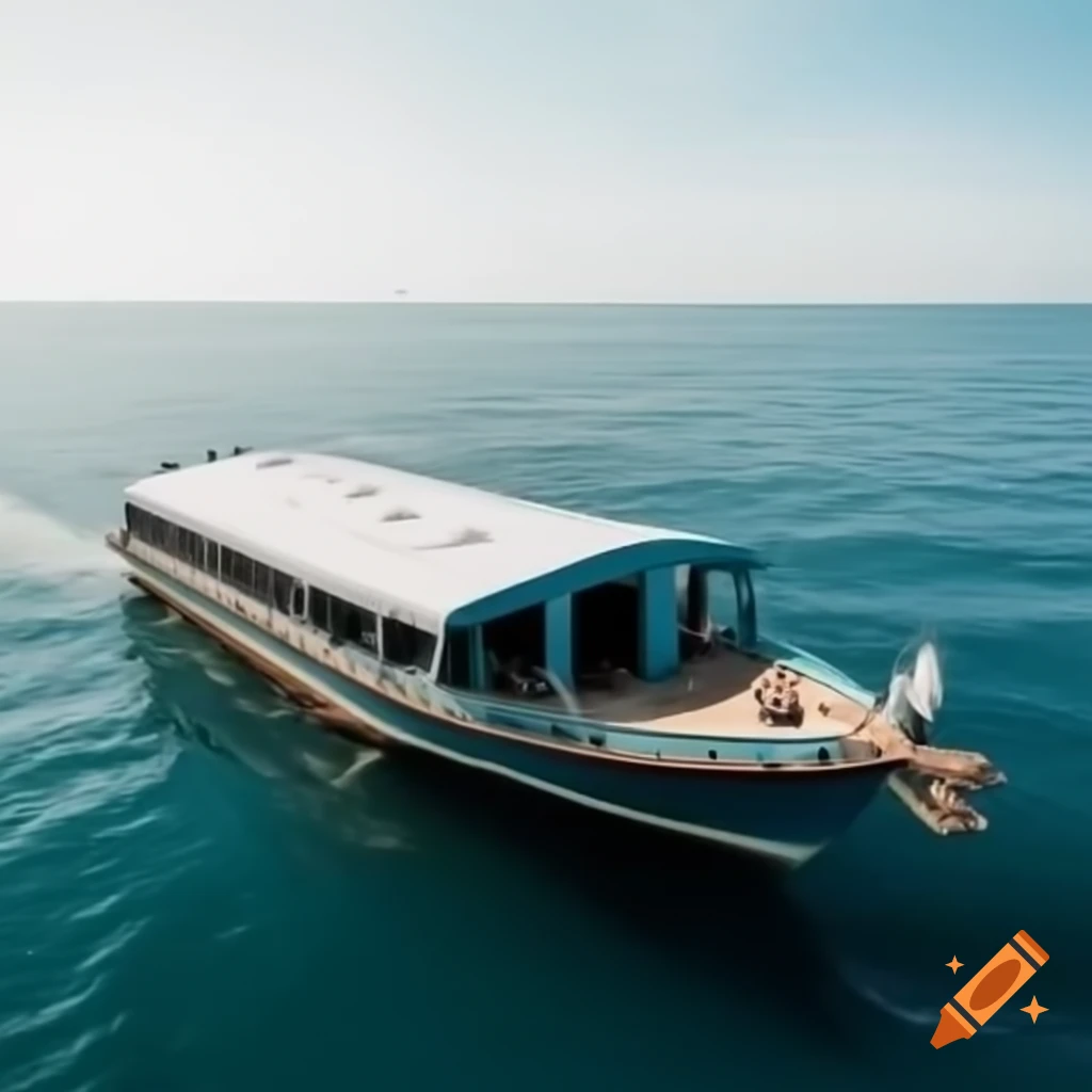 Medium sized cargo boat with covered cargo on Craiyon