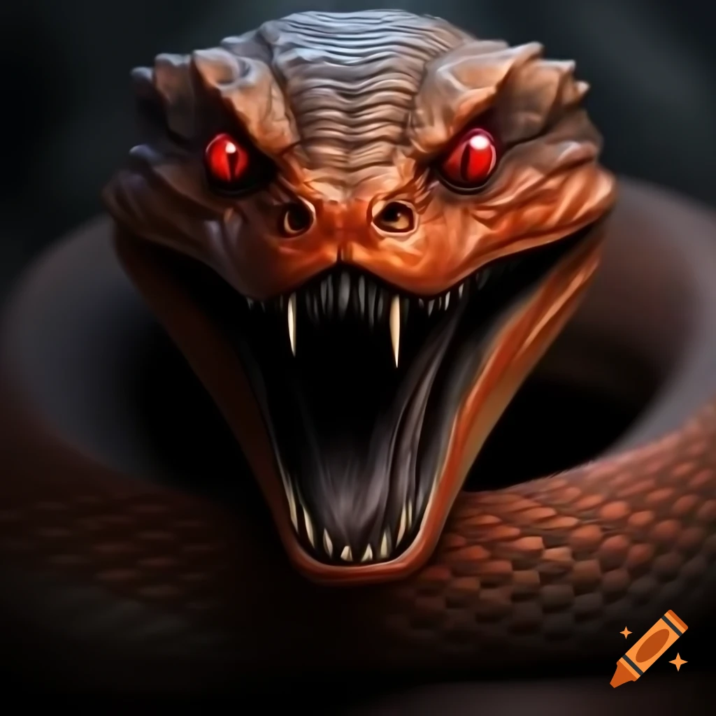 Horror-themed red-eyed snake monster on Craiyon
