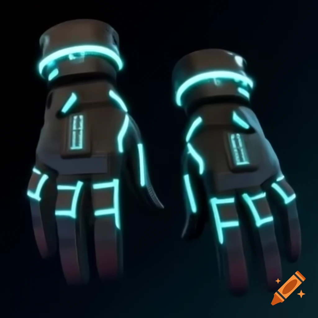 Futuristic cyberpunk gloves with neon accents on Craiyon