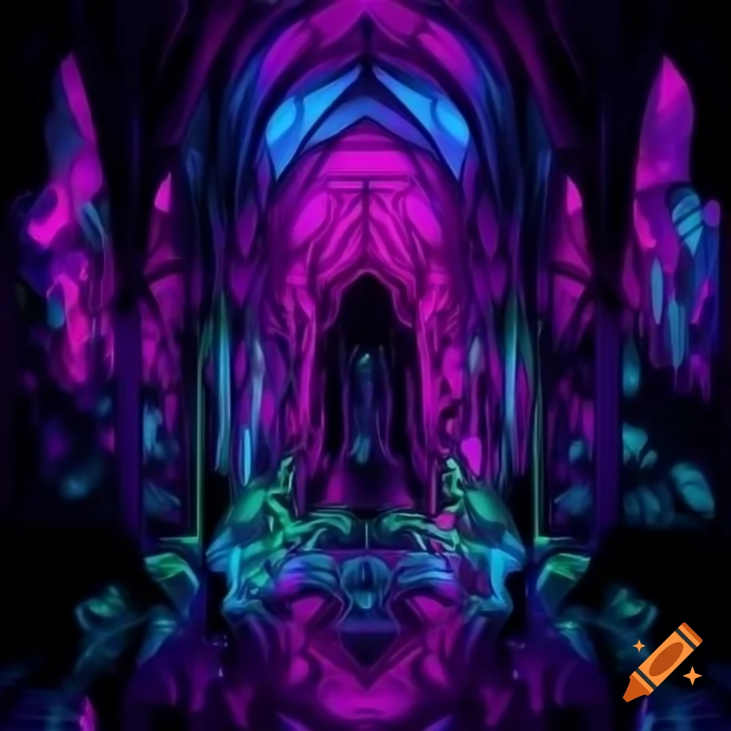 Neon vivid tribal gothic abstract artwork by Brigitte J.A.G. Schrijvers on Craiyon