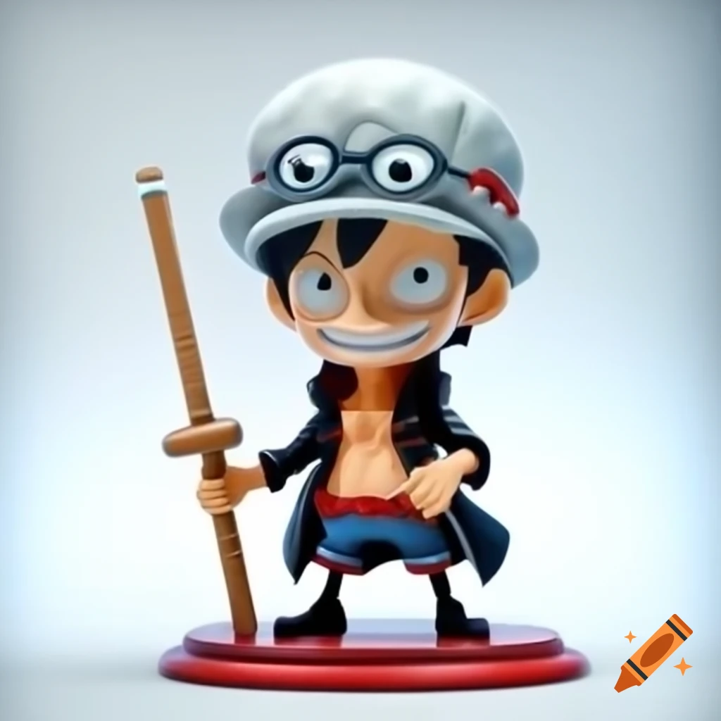 3D render of Trafalgar Law chibi figure from One Piece, wooden and hand ...