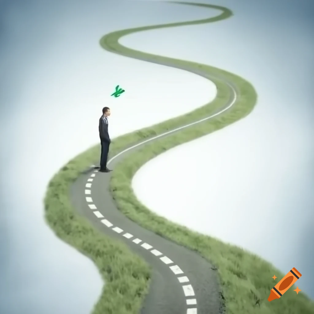 Winding path symbolizing life's journey with obstacles and crossroads ...