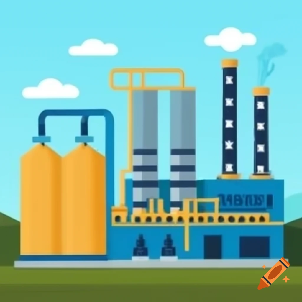 Flat design representation of an oil and gas refinery with vibrant ...