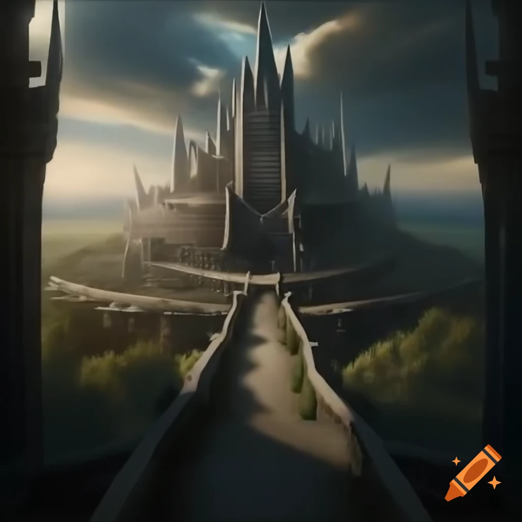 Majestic Asgard fortress with Art Nouveau patterns and colorful ...