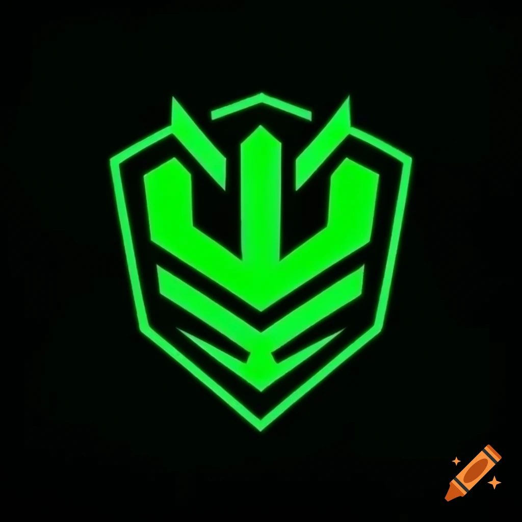 Concept design for esports team logo featuring a neon green shield on ...
