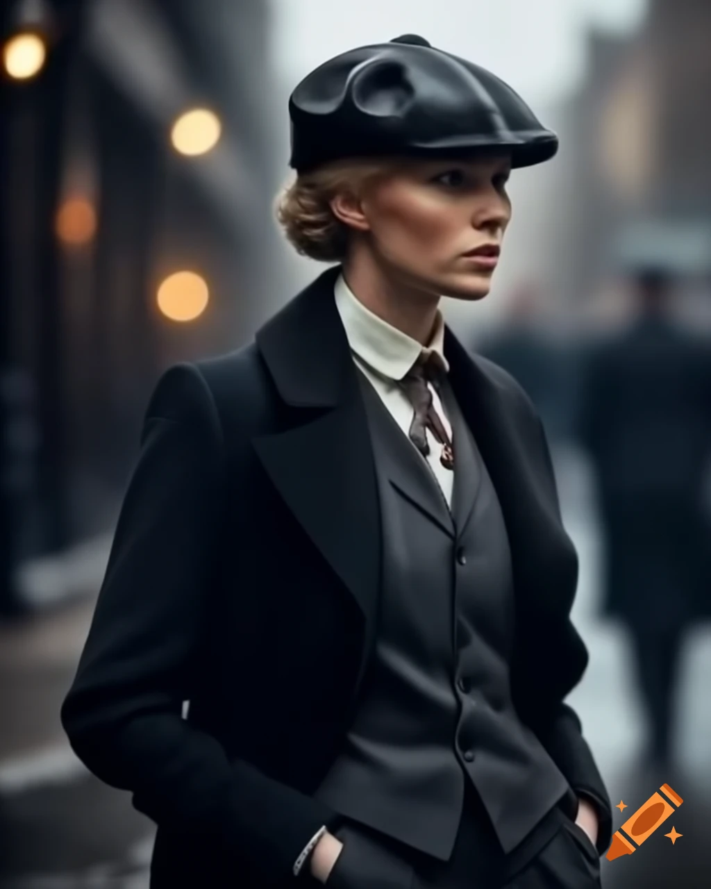 Photorealistic portrait of young blond woman in 1920s Birmingham ...
