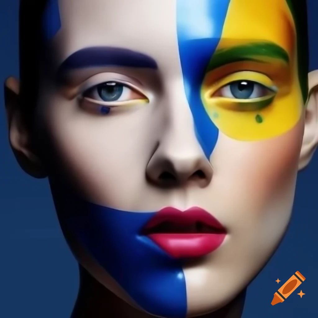 Stylish fashion portrait of Slavic model with detailed face and blue ...