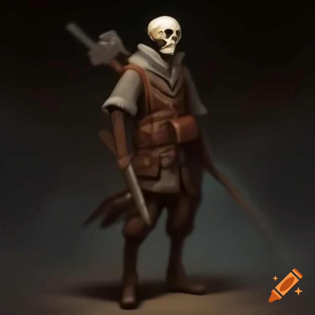 Human skeleton with leather boots holding scimitar in classic RPG ...