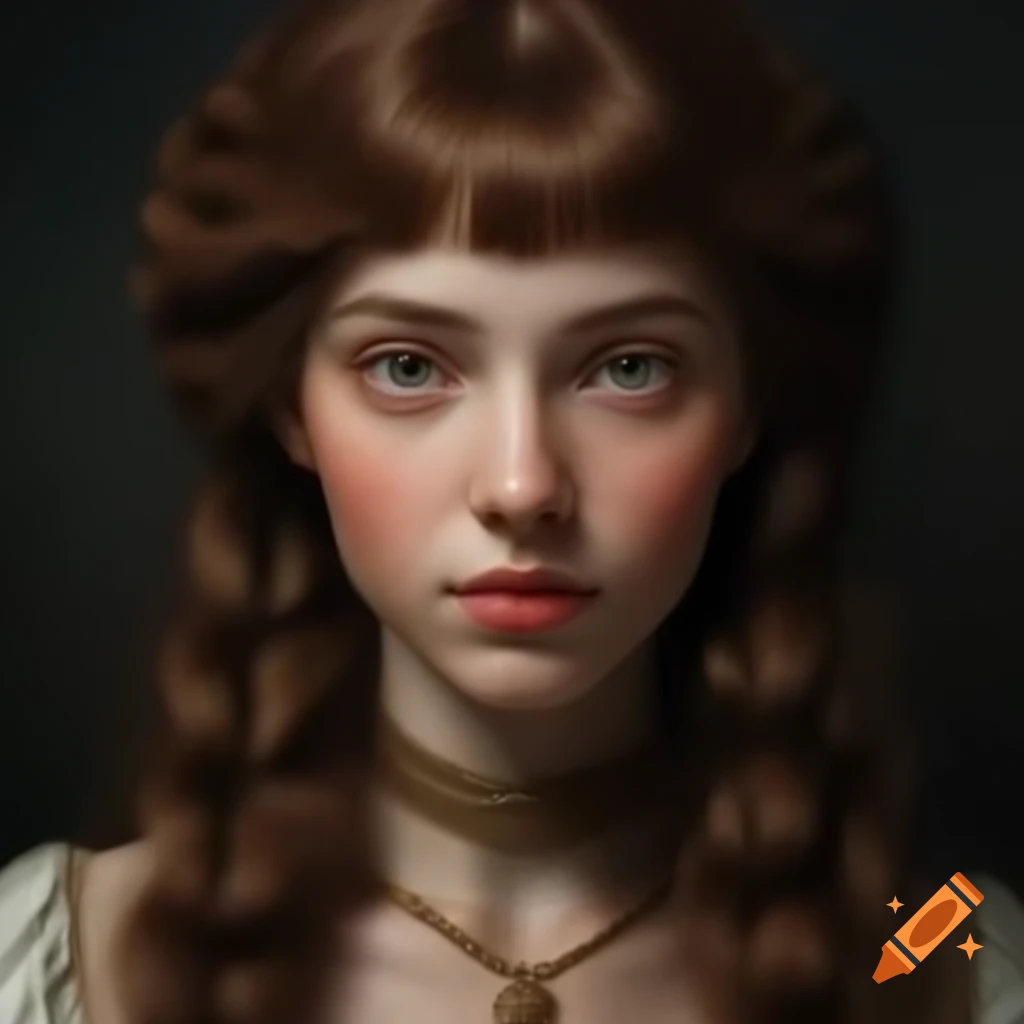 Realistic photograph of 18th century German noble lady with dark hair ...