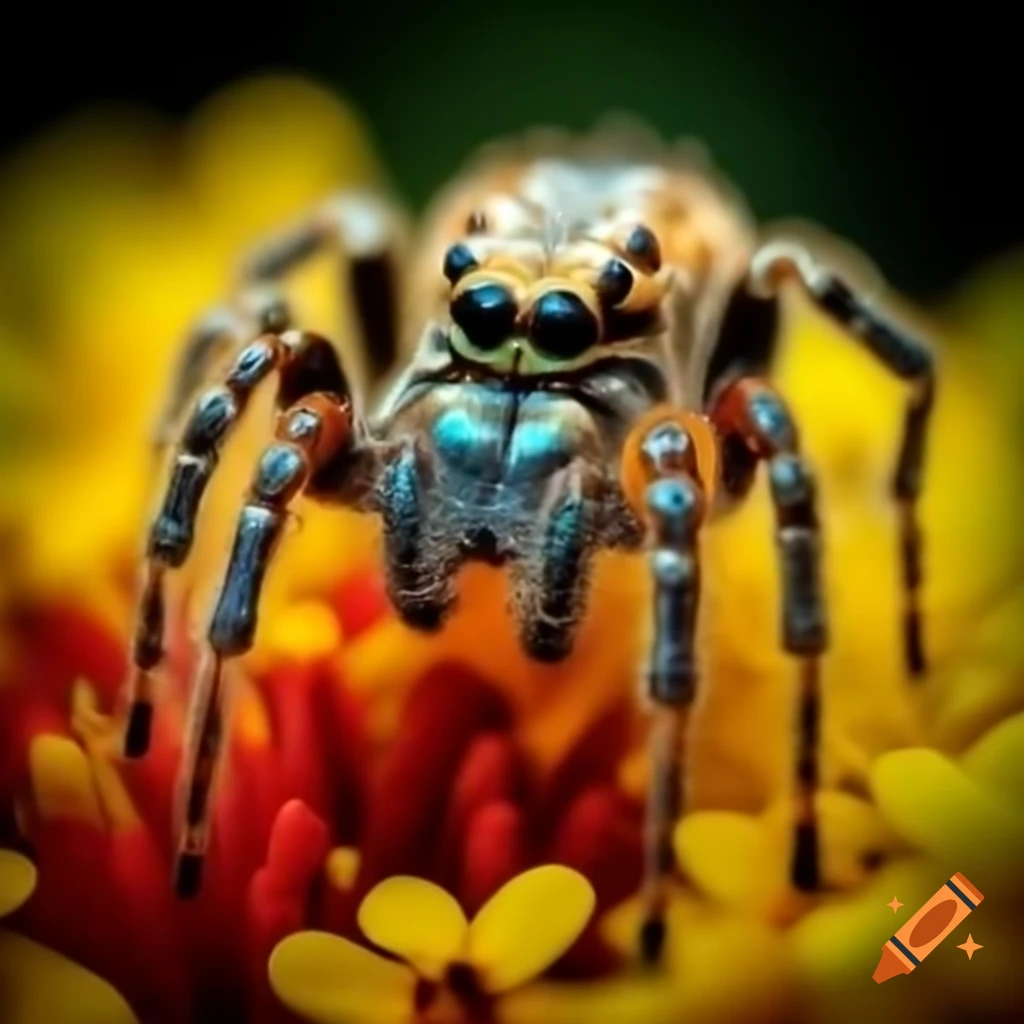 Highly detailed macro photography of a spider in its natural habitat on ...