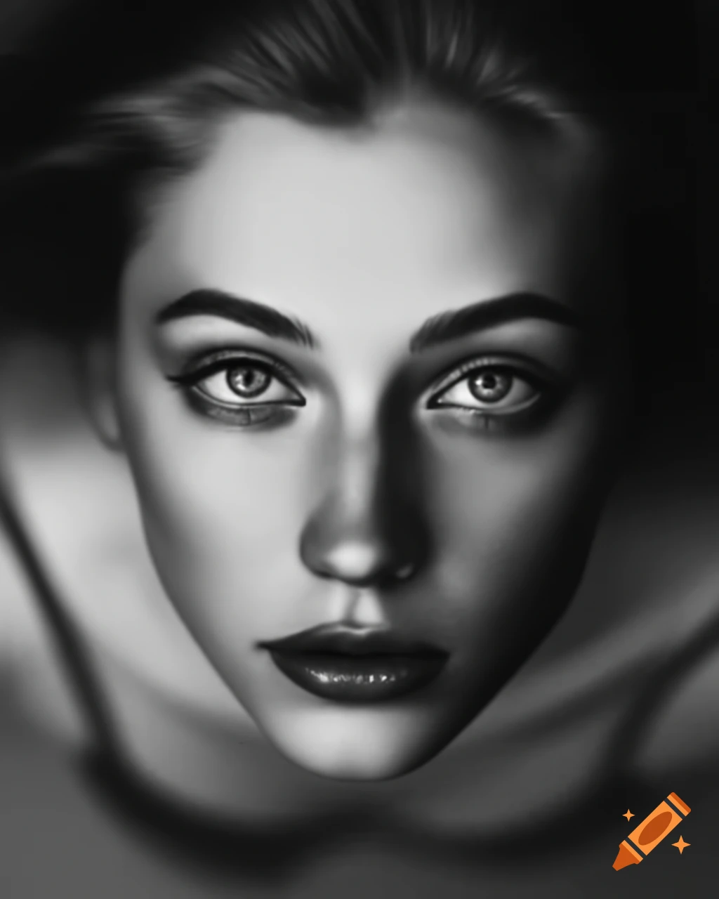 Photorealistic portrait of a young woman with detailed features on Craiyon