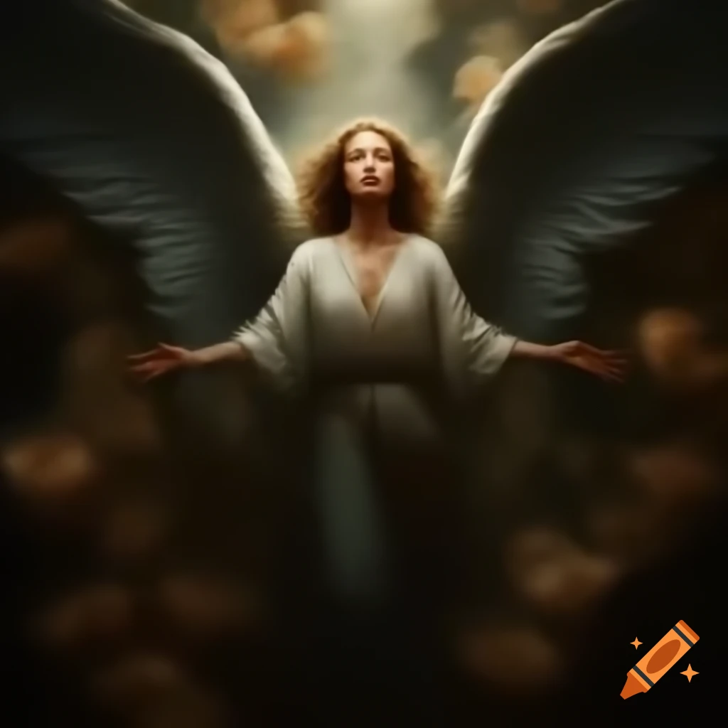 Captivating angel symbolizing hope amidst frightening visions of the ...