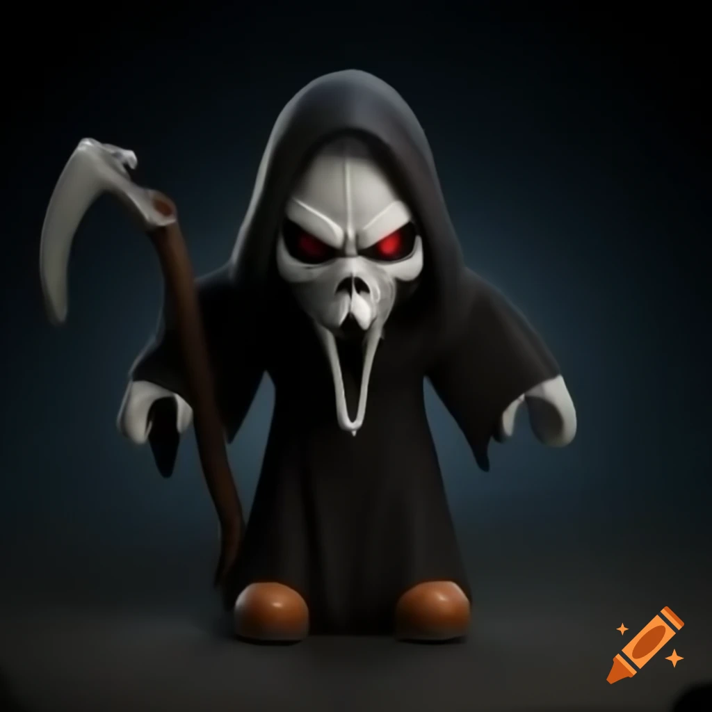 Low-poly grim reaper character in a Super Mario 64 style on Craiyon