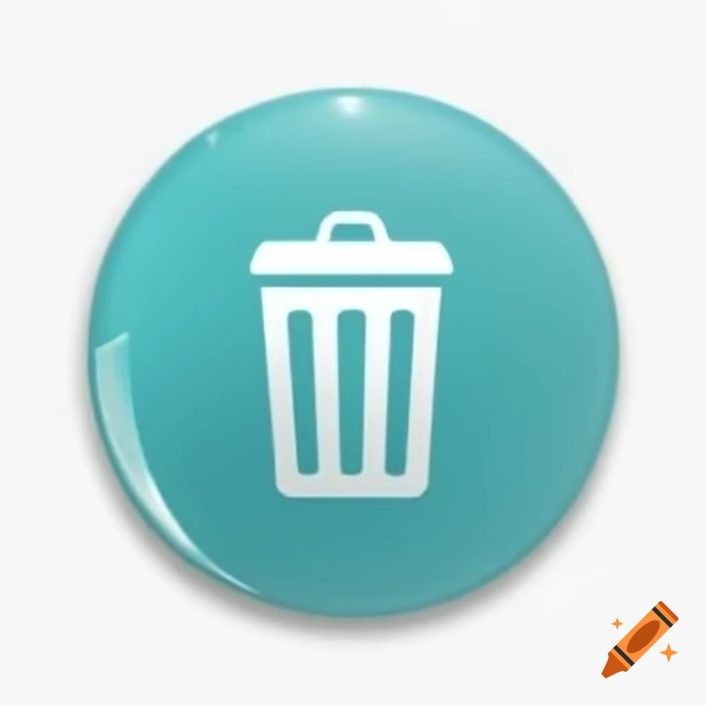 Minimalistic stylized trash can button for app design on Craiyon