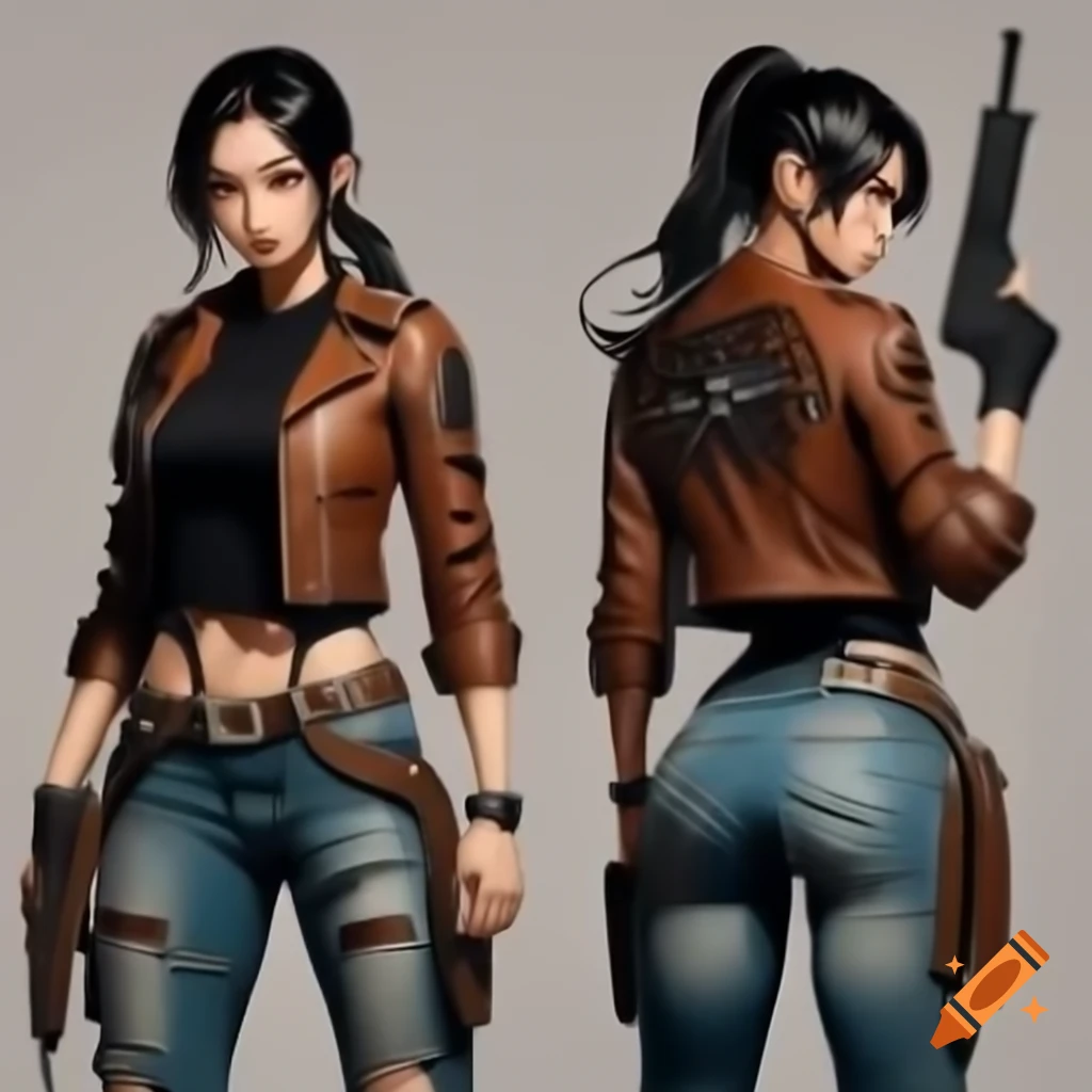 Athletic 40-year-old woman in distressed jeans and rodeo belt, japanese ...