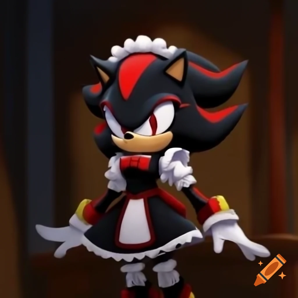 Shadow the hedgehog in maid costume on Craiyon