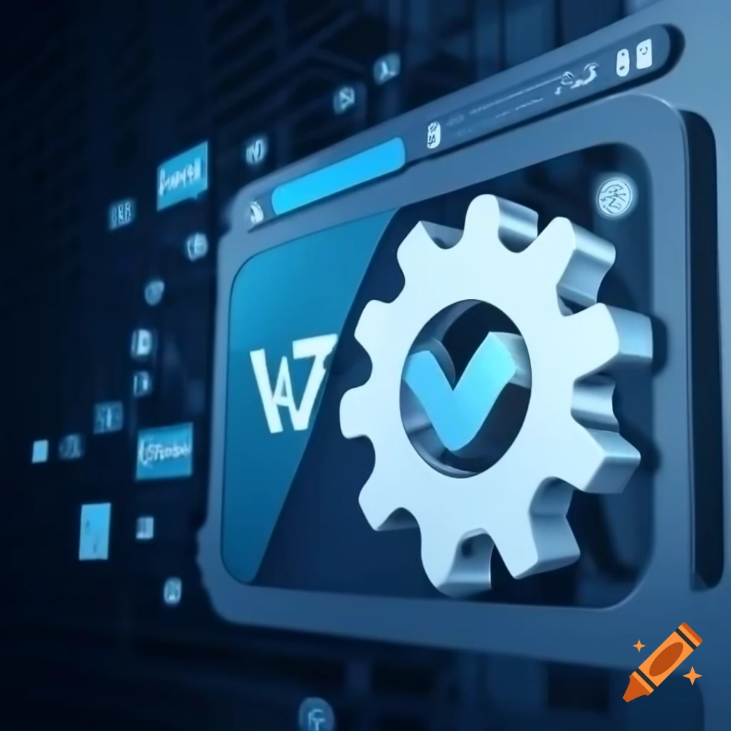 Modern browser interface with gear symbol, showcasing optimized web ...